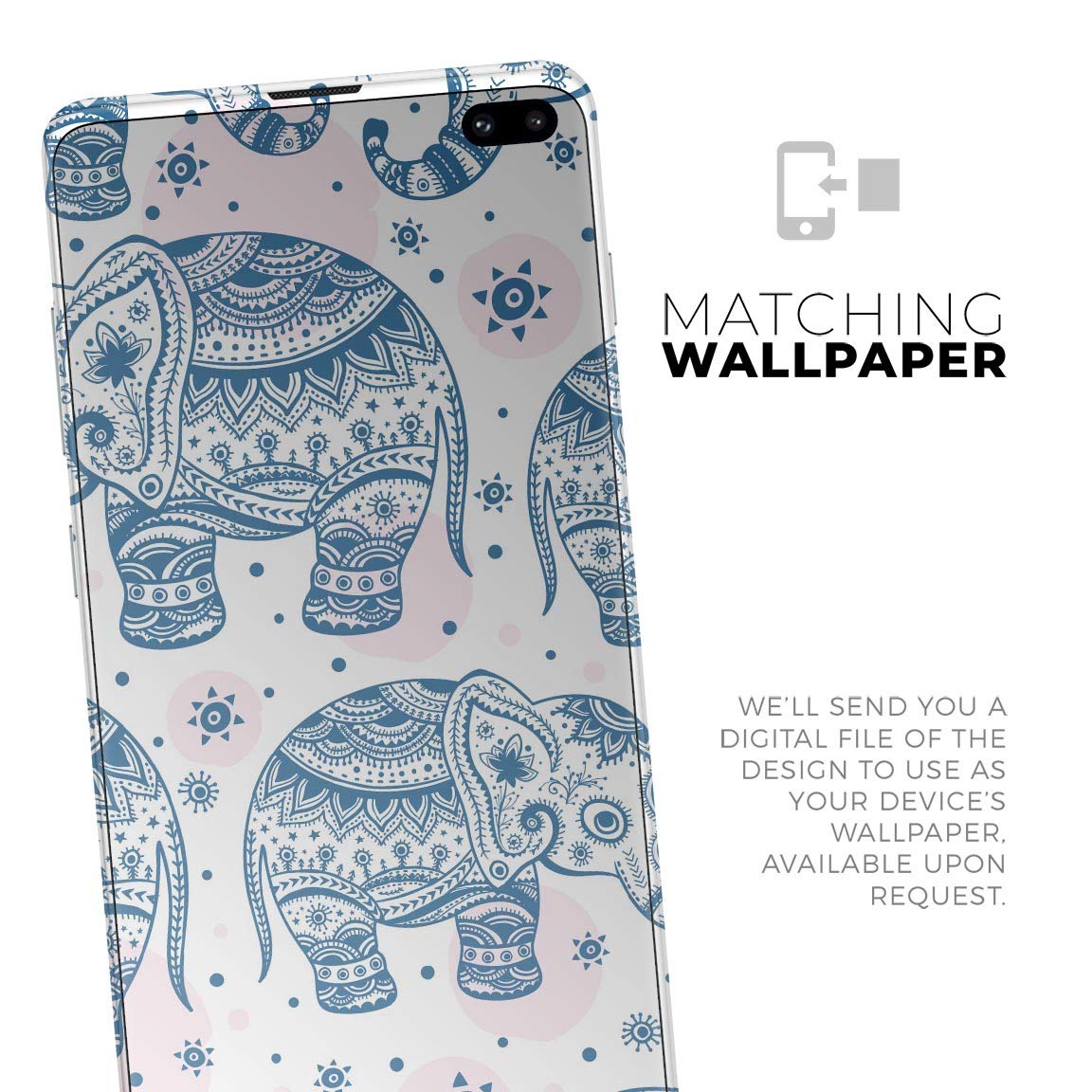 DesignSkinz Ethnic Navy Seamless Aztec Elephant Protective Vinyl Decal Wrap Skin Cover Compatible with The Samsung Galaxy S20 (Screen Trim & Back Glass Skin)