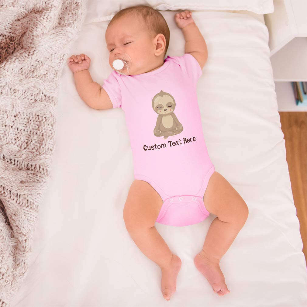 Custom Personalized Boy & Girl Baby Bodysuit Sloth Yoga Funny Cotton Striped Baby Clothes Stripes Gray White Personalized Text Here 12 Months