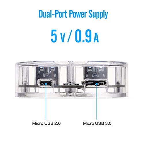 Lysee Data Cables - Zihan USB3.0 4 Ports HUB with Rubber Transparent for Desktop Laptop Reserced External Power Supply