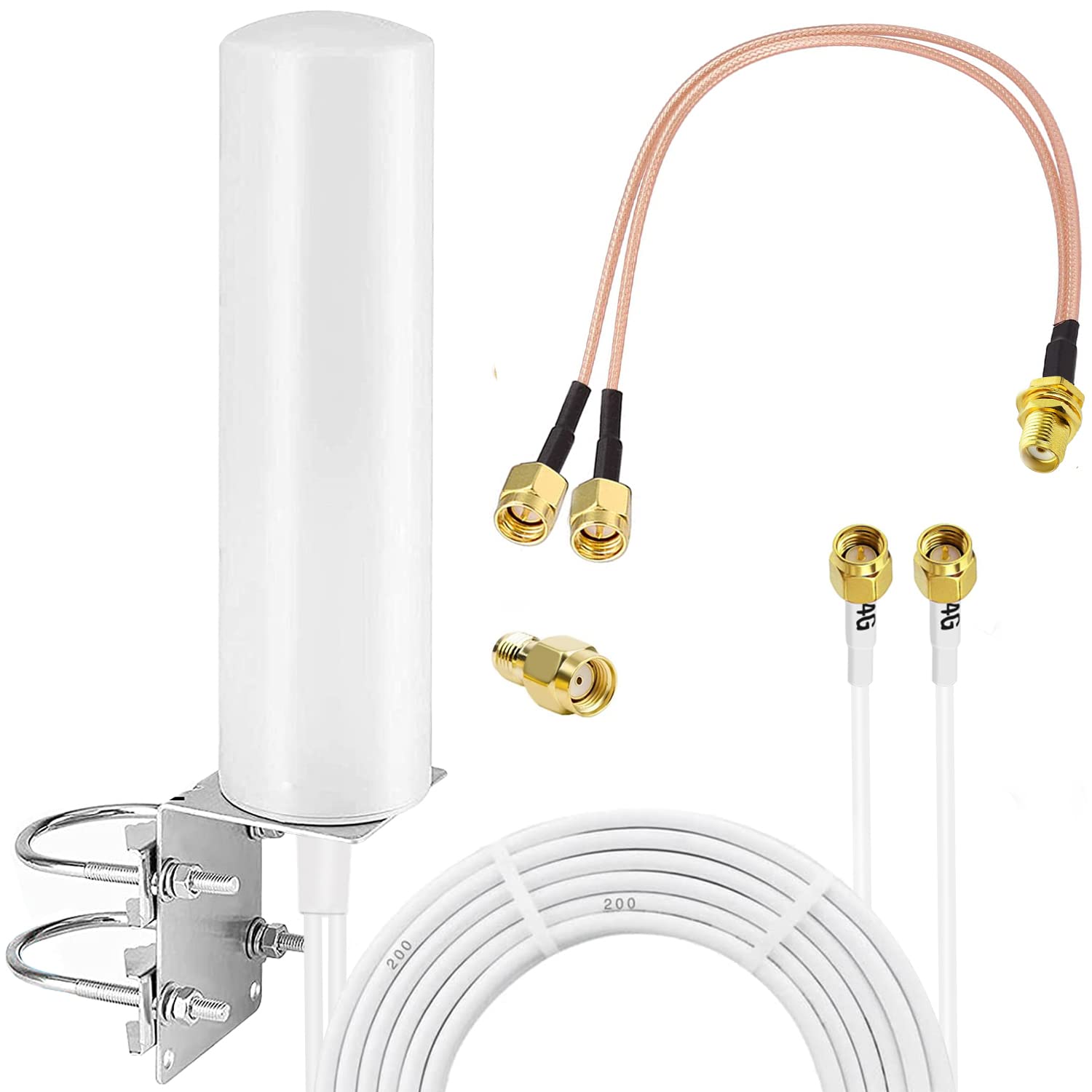 3G/4G LTE Antenna Outdoor Wall Mount High Gain 10-12dBi Dual SMA Male Antenna for Mobile Cell Phone Cellular 4G LTE Router Modem Gateway