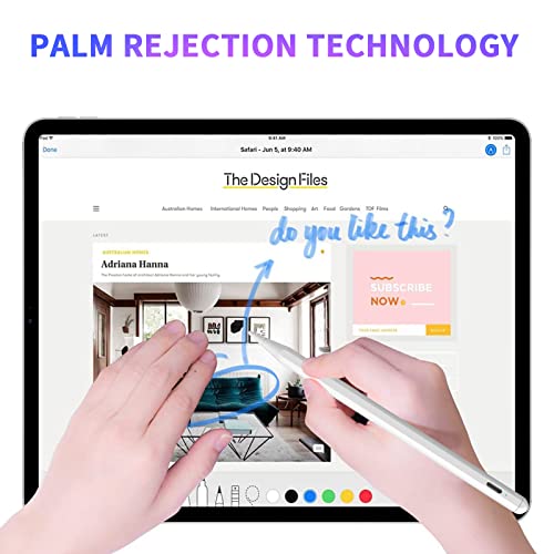 Pencil Stylus for iPad 10th Generation,Palm Rejection Stylus Pen Compatible with iPad Pro 11 inch/iPad Pro 12.9 inch 5th 6th Gen/iPad 10th 9th 8th Gen/iPad Mini 6th Gen/iPad Air 5th Gen (White)