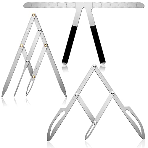 3 Pieces Eyebrow Ruler 3-Point Positioning Ruler Eyebrow Golden Ratio Caliper Microblading Grooming Stencil Shaper Permanent Eyebrow Measuring Tool DIY Ruler Kit for Student Brow Artists