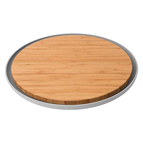 BergHOFF Leo Round Bamboo Wood Chopping Board With Collecting Plate, 36.5cm
