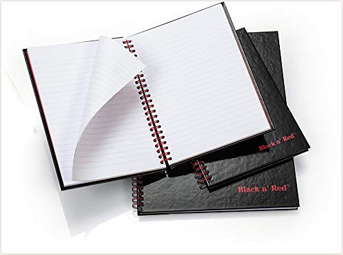 Black n' Red Twin Spiral Hardcover Notebook, Medium, Black/Red, 70 Ruled Sheets, Pack of 6 (L67000)