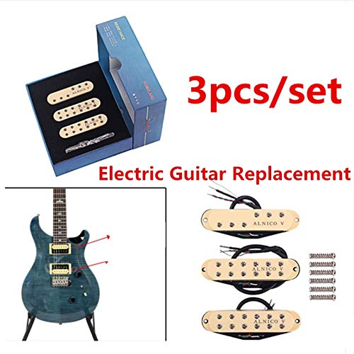 Alnicov Set of 3 Alnico V Single-Coil-Sized Humbuckers Neck/Middle/Bridge Pickups for Stratocaster Electric Guitar Replacement 12K(N)/14K(M)/16K(B)