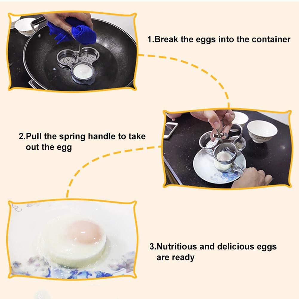 3 Cups Egg Poacher,Poached Egg Maker Stainless Steel Egg Poaching Pan For Frying Eggs and Egg Mcmuffins Egg For Breakfast