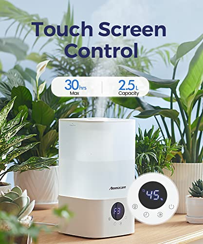 Aromacare Humidifiers for Bedroom, 2.5L Cool Mist Air Humidifier with Essential Oil Diffuser, Small Ultrasonic Top Fill for Baby Kids Plant, Auto Humidity, Auto Shut-Off (White)