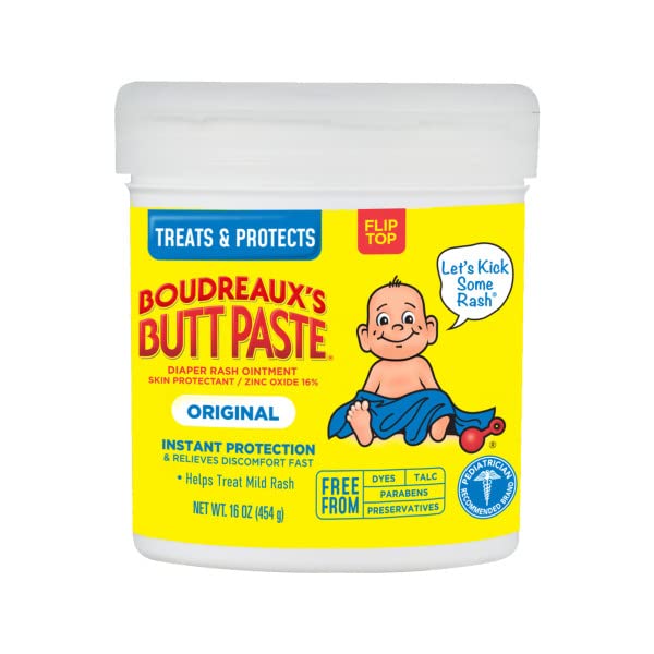 Boudreauxs Butt Paste Diaper Rash Ointment, vmhyTX, Original - Contains 16% Zinc Oxide - Pediatrician Recommended - Paraben and Preservative-Free - 2Pack (16 Ounce)