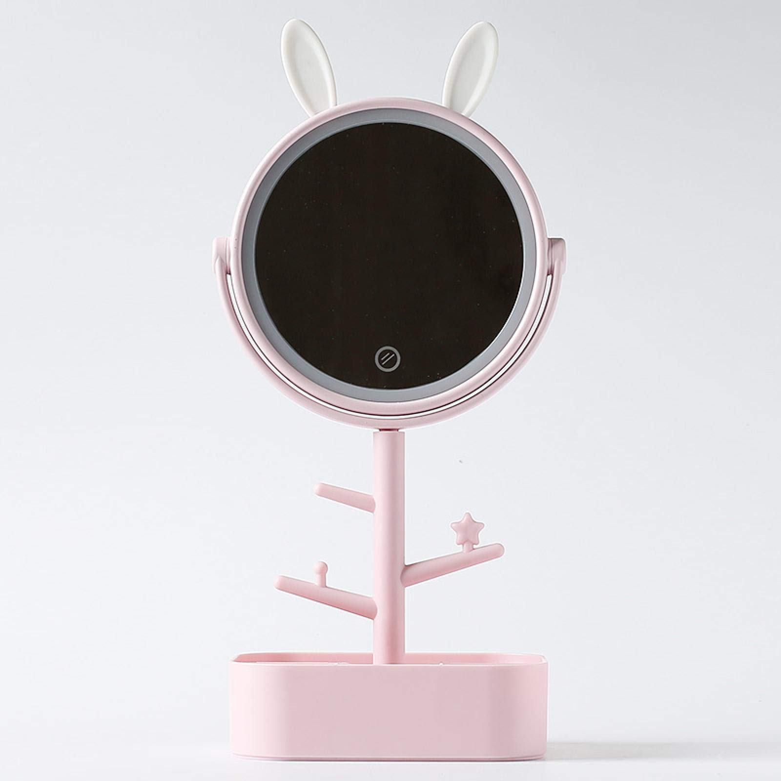 FQYYDD Illuminated Makeup Mirror Make-Up Mirror Led With Rotating Light And Storage Box
