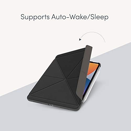 Moshi VersaCover Compatible with iPad Pro 11 3rd Gen Case 2021/2nd 2020/1st 2018, 10.9" iPad Air 4 Case, 3-Viewing Options, Auto Sleep/Wake, Support Apple Pencil Charging, Charcoal Black