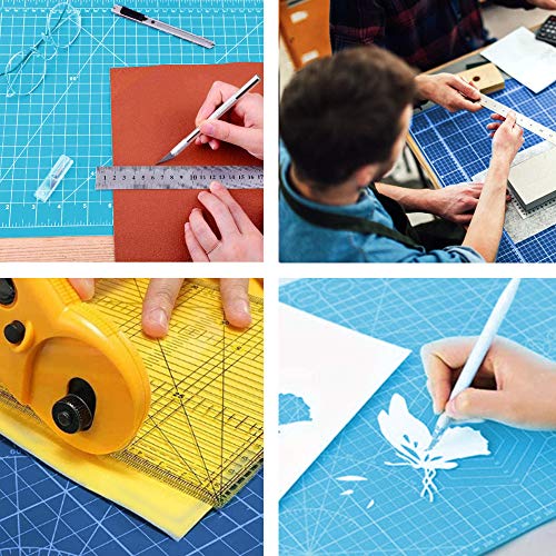 AIRGAME Self Healing Cutting Mat 18"x12" Non-Slip PVC Double Sided 5-Ply A3 Art Craft Rotary Cutting Mat for Quilting, Sewing Crafts Hobby Fabric Precision Scrapbooking Project(Blue/Light blue)