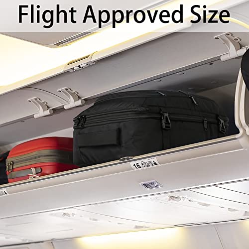 50L Travel Backpack, Large Carry on Backpack Expandable Flight Approved Water Resistant Luggage Suitcase Weekender Business Daypack Overnight Duffle Bag for Men travel,World Traveler Gift, Black