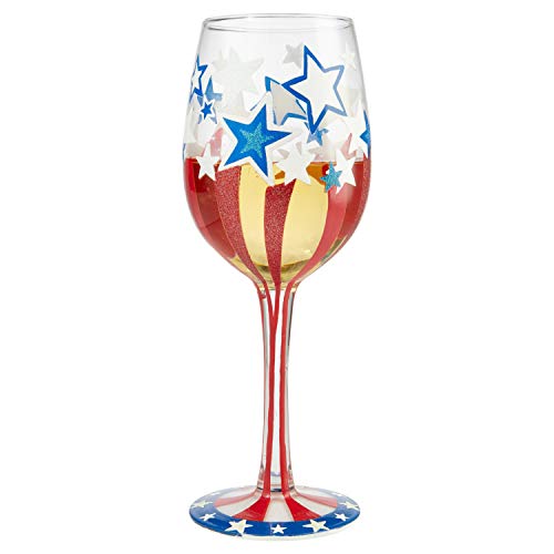 Enesco Designs by Lolita Land of The Free Artisan Wine Glass, 1 Count (Pack of 1), Multicolor
