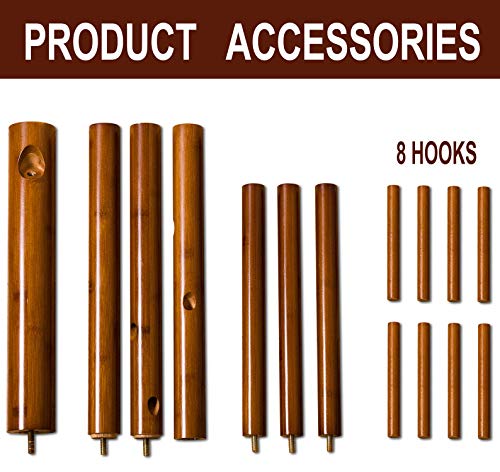 FILWH Premium Bamboo Coat Rack Tree with 8 Hooks, 3 Adjustable Sizes Free Standing Wooden Coat Rack, Super Easy Assembly Hallway, Entryway Coat Hanger Stand for Clothes Suits