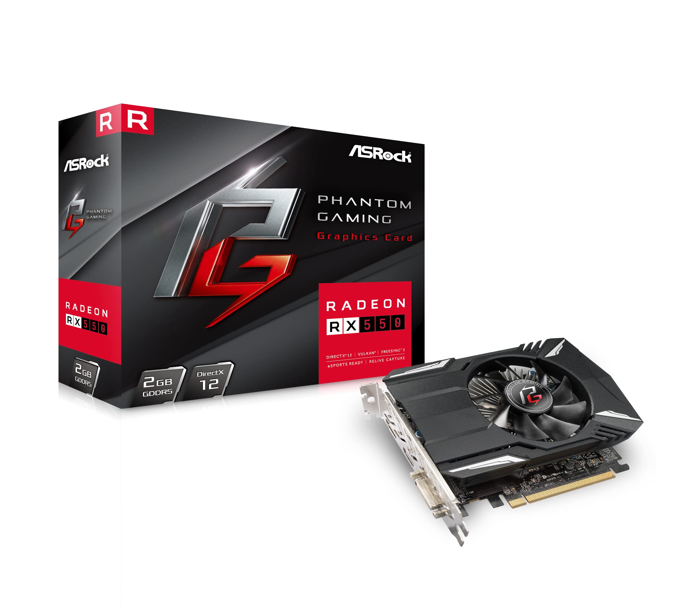 ASRock AMD Phantom Gaming Radeon RX 550 2G DisplayPort HDMI DVI GDDR5 128-bit 5120 x 2880 PCI Express x16 6000 MHz Graphics Card DirectX