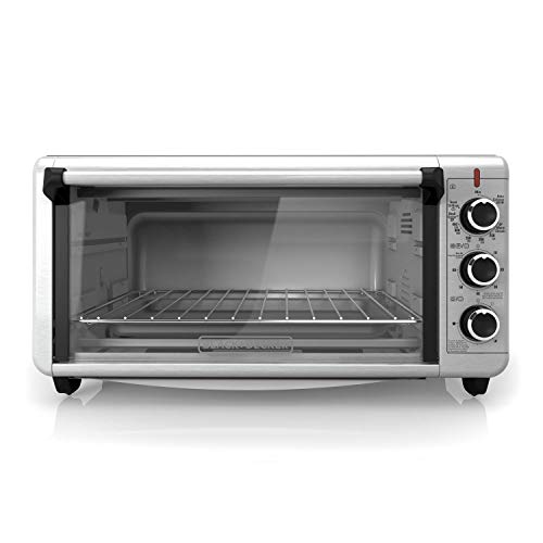 BLACK+DECKER TO3240XSBD 8-Slice Extra Wide Convection Countertop Toaster Oven, Includes Bake Pan, Broil Rack & Toasting Rack, Stainless Steel/Black Convection Toaster Oven