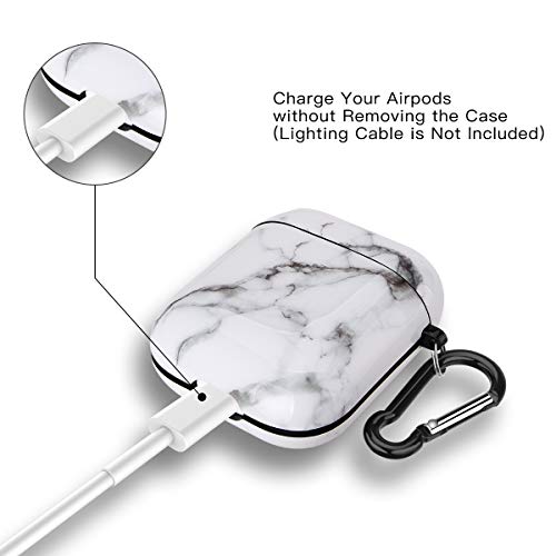 GOLINK Case for Airpods,Marble Series Protective Shockproof TPU Gel Case with Printing for Airpods 1st/2nd Charging Case(White Marble)