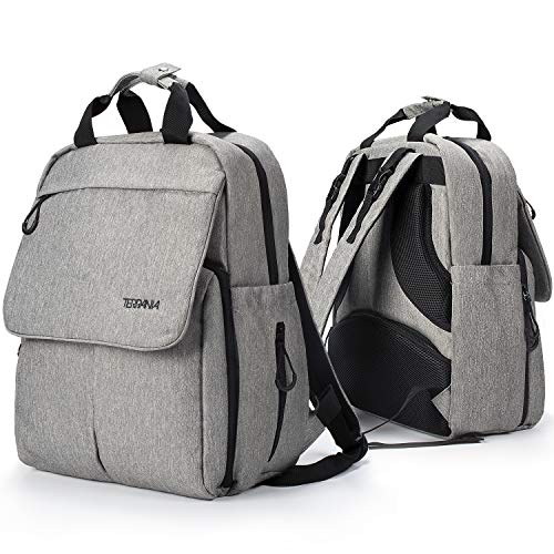 Baby Diaper Bag Backpack with Changing Pad, Changing Backpack with 13 Pockets and Stroller Straps, Large Capacity, Grey, Best Gift for Mom/Wife