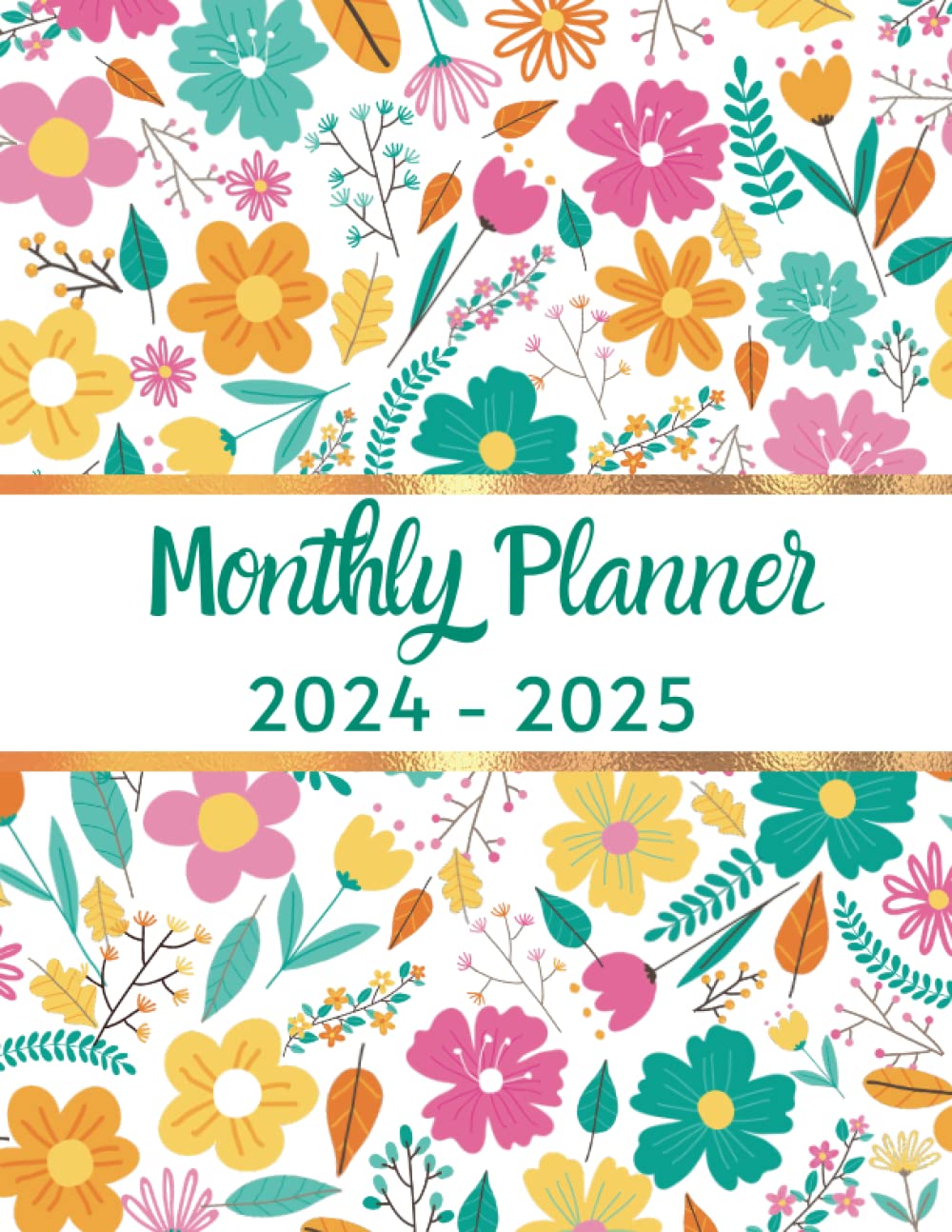 2024-2025 Monthly Planner: Two Year Agenda January 2024 to December 2025 with Federal Holidays | Yearly At A Glance Organizer Schedule | Monthly ... & Notes | Pretty Large Print Floral Cover
