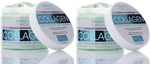Advanced Clinicals Collagen Hair Mask Treatment Deep Protein Conditioner To Strengthen Color Treated Hair, Fortifying Hair Repair Mask W/Quinoa & Coconut Oil Restores Weak Hair, 12 Fl Oz (2-Pack)