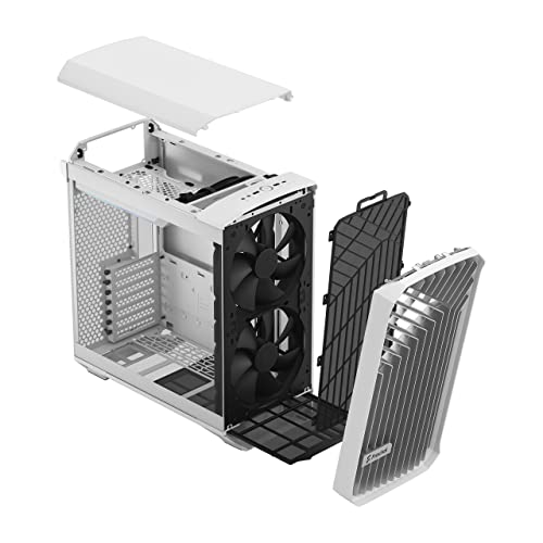 Fractal Design Torrent Compact White - Clear Tint Tempered Glass Side Panel - Open Grille for Maximum air Intake - Two 180mm PWM Fans Included - Type C - ATX Airflow Mid Tower PC Gaming Case