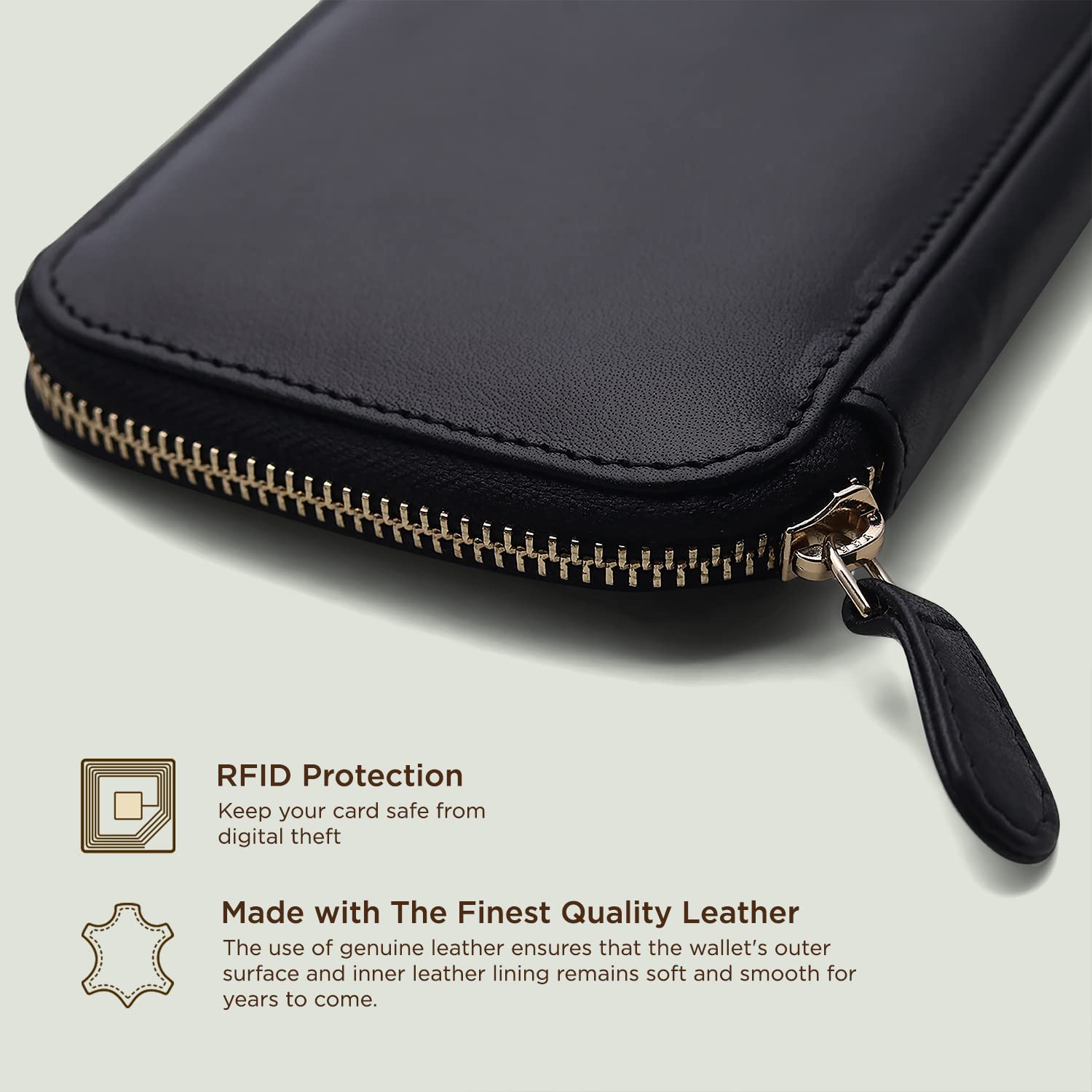 ALLONSI Womens Leather Wallet Purse|Slim Wallet for Women|RFID Block|Black Wallet Women