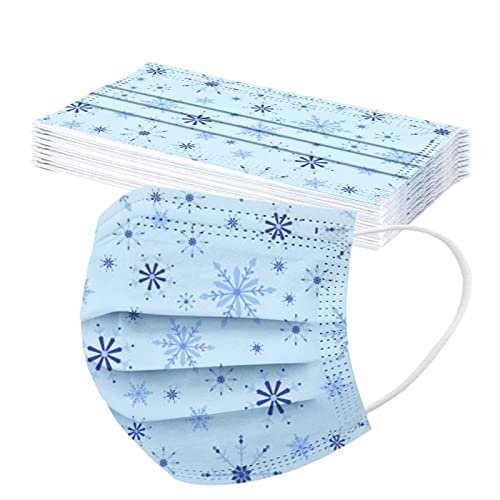 50PC Christmas Disposable Face Mask for Adults,3-Ply Disposable masks with Winter Themed Designs Breathable for Adults (Xmas-4)