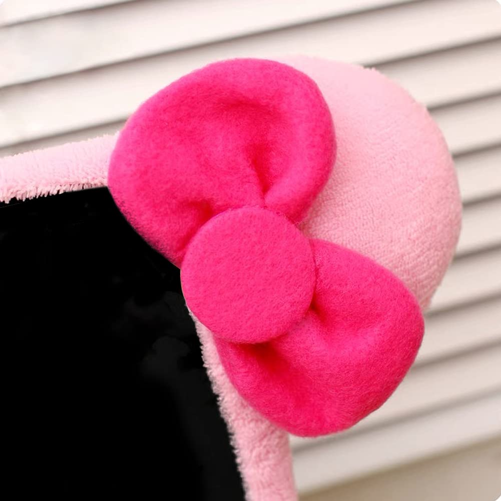 LINXTAR 20''-29'' Computer Monitor Cover with Cat Ear Design Furry Kawaii Pink Monitor Dust Cover Elastic Dustproof Christmas Gift for PC Tablet TV