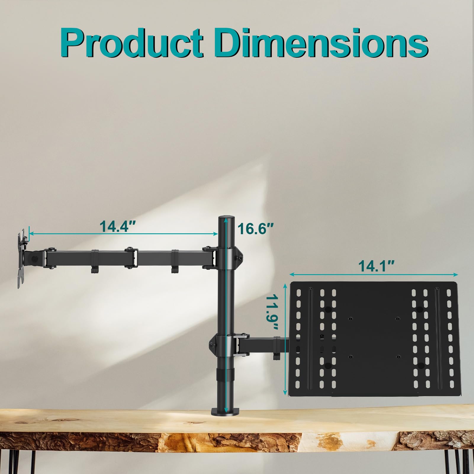 MOUNT PRO Laptop Desk Mount, Height Adjustable, Fits 13" to 32" Screens, with Clamp/Grommet Mounting Base, Holds Up to 17.6lbs
