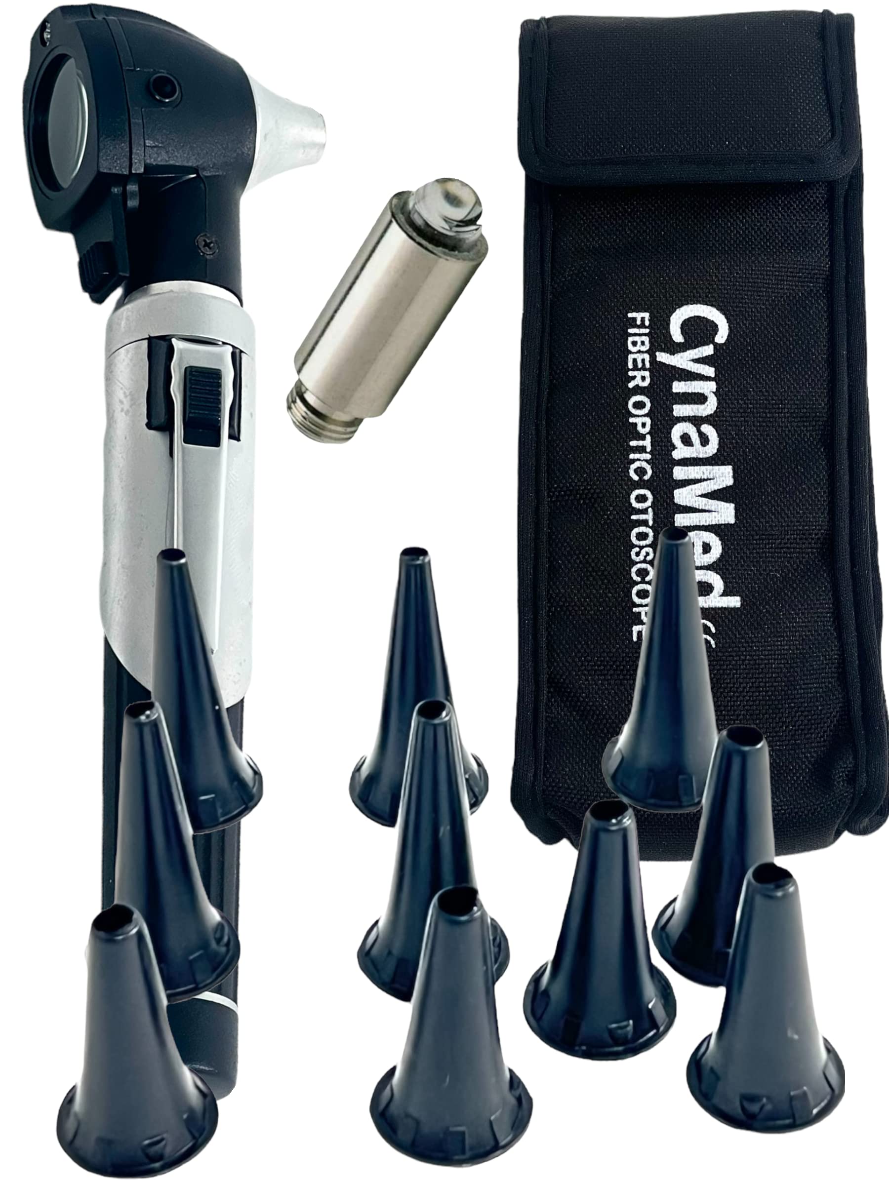Cynamed Mini Otoscope Set-Pocket Size, Fiber Optic Otoscope Diagnostic Ear Care Tool-Pocket Otoscope (Black)