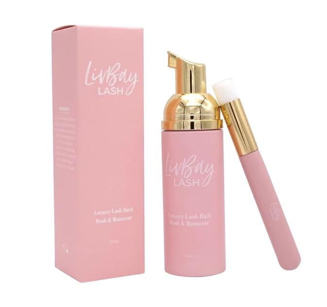 LIVBAY New Lash Bath + Brush Combo - Aftercare Foaming Cleanser for Eyelash Extension | Lash Bath | Oil Free & Gentle Formula (Professional Use Only)