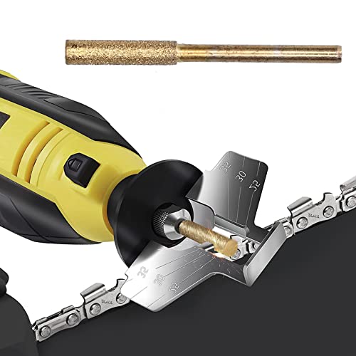 20 Pcs Chain Saw Grinding Head, Easy to Change, Chainsaw Sharpener Burr Grinding Head, Rotating File Sharpening Tool Set Kit, Chainsaw Grinding File(Gold3)