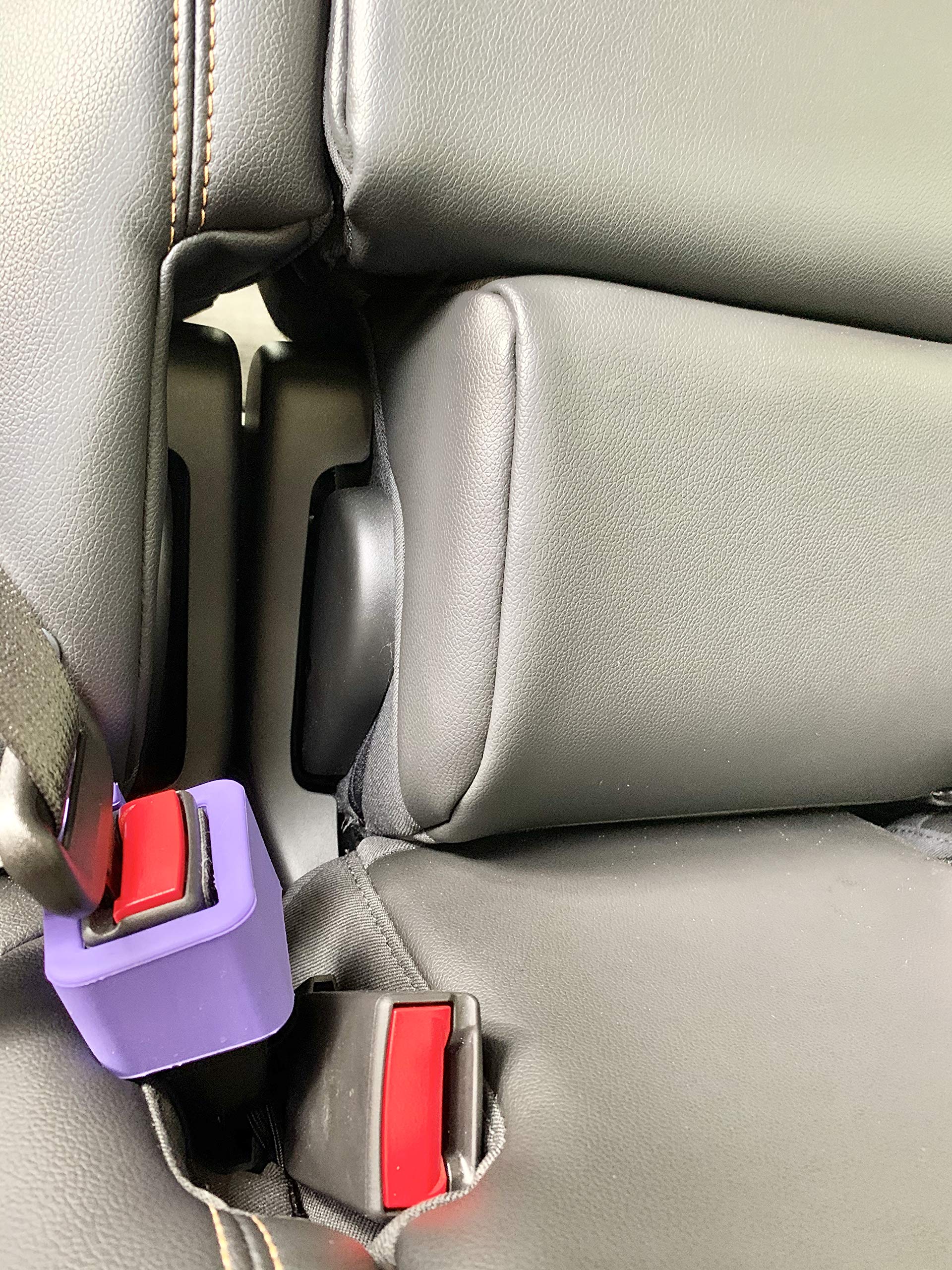 BPA-Free Car Seat Belt Buckle Booster - Raises and Stabilizes Your Receiver - Fun Kid Safety Sticker Gift (Short (Snaps Around Buckle), 3-Pack)