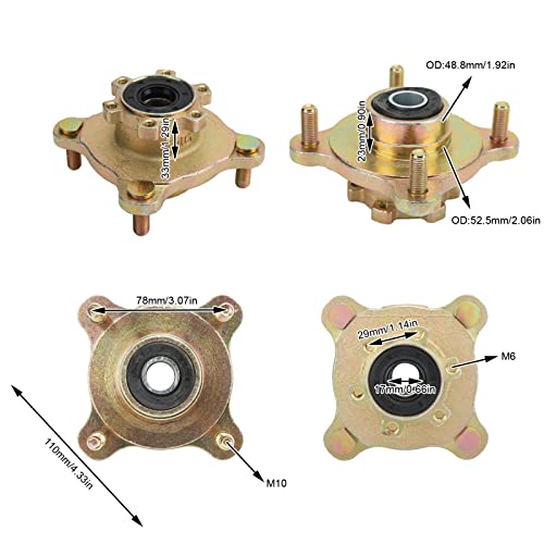 ATV Wheel Rim Hub, 4 Stud Brake Wheel Rim Hub Front Disc Steel Alloy Wheel Rim Hub for Go Kart ATV 4 Wheeler