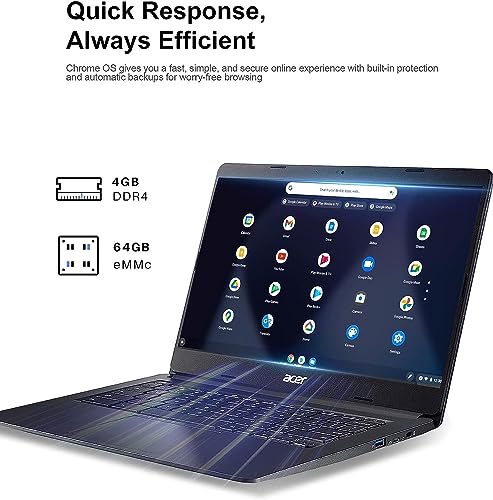 acer Chromebook 314 Laptop for Student & Business, 14" Full HD Touchscreen, 4GB RAM, 64GB eMMC, Quad-Core Intel Celeron N4020, 12.5H Long Battery Life, Intel UHD Graphics, WiFi, Black, Chrome OS