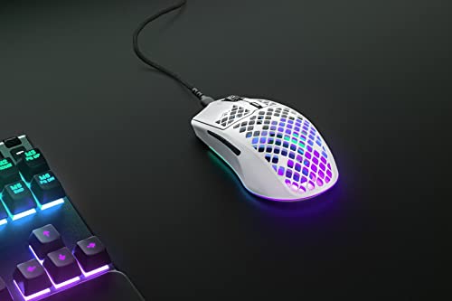 SteelSeries Aerox 3 - Holey RGB Gaming Mouse - Ultra-lightweight Water Resistant Design - 8,500 DPI TrueMove Core Optical Sensor - Snow