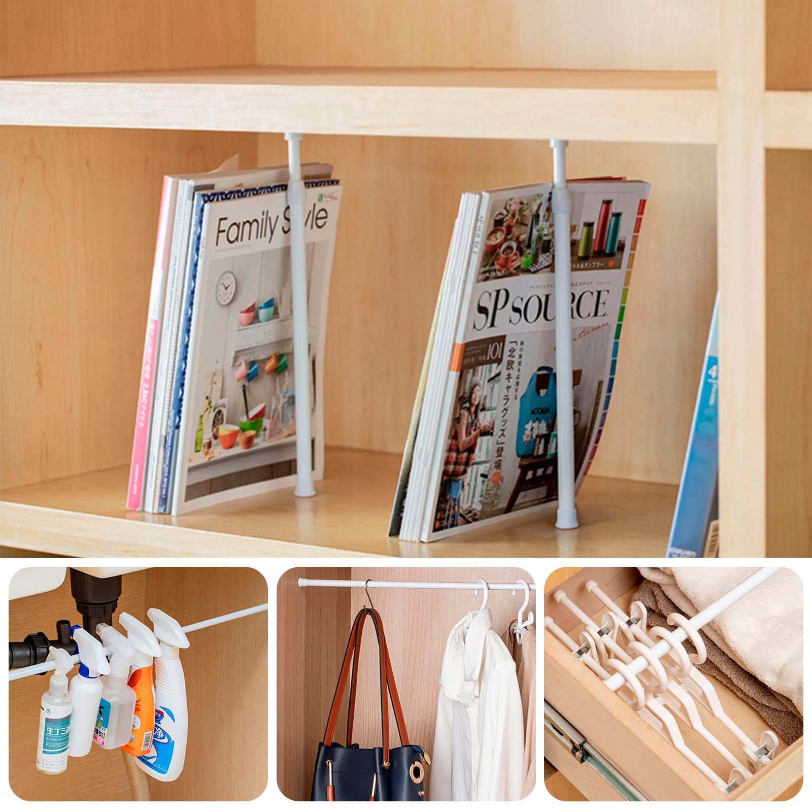 2 Pcs Door Window Security Bars: Adjustable Sliding Door Security Bar, Window Lock Bar Sliding Glass Door Lock, Window Security Bars for Children Home Cupboard Wardrobe Extends from 15.8-27.6 Inches