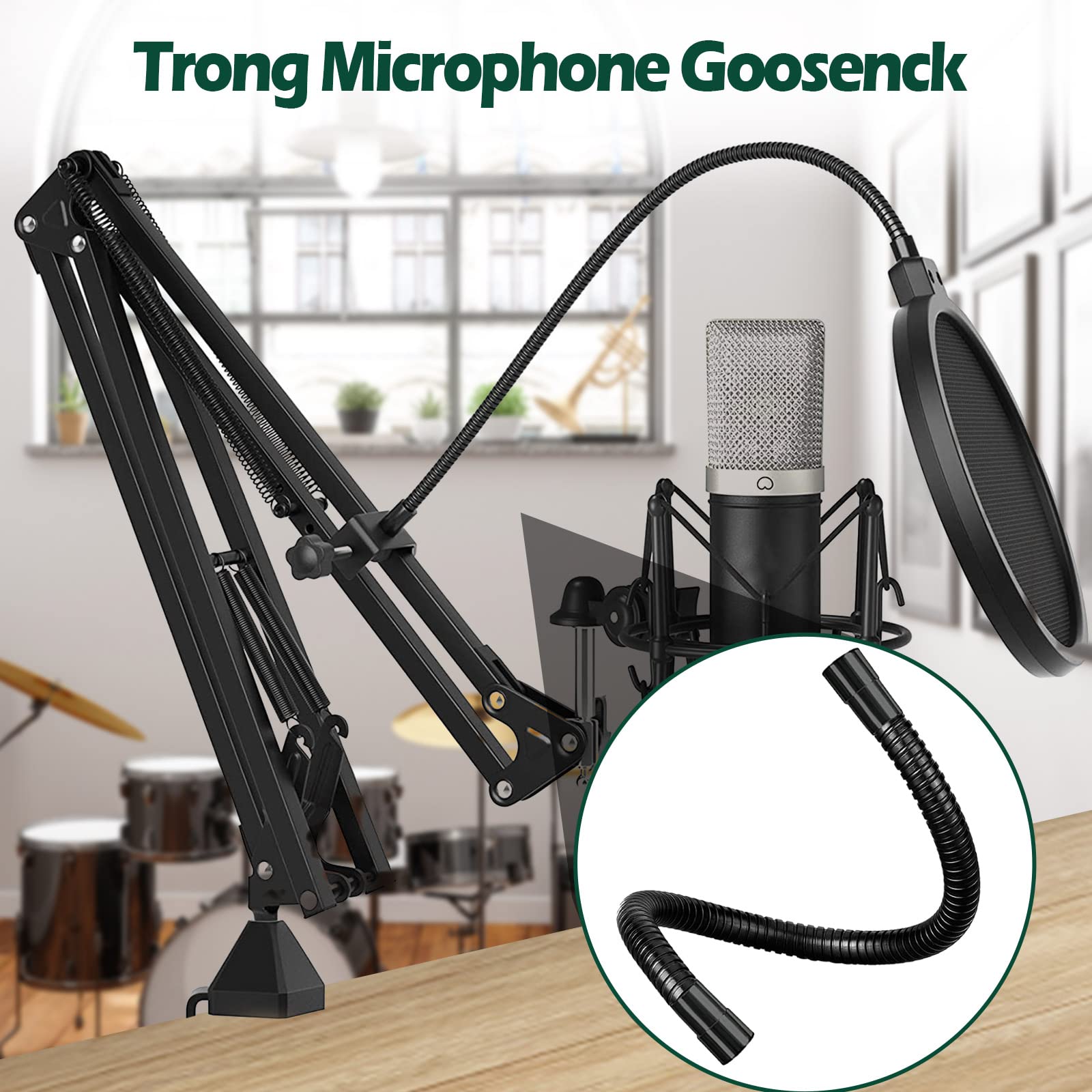 13" Microphone Gooseneck, Black