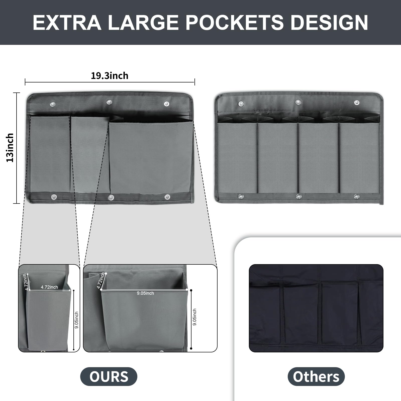 3 Pack Hanging Shoe Storage Pockets,Over the Door Rv Shoe Organizer Hanging with Hooks,Shoe Rack for Closet Organizers and Storage,Bedside Caddy for Shoes Tools Accessories,Shoe Holder Hanger Grey