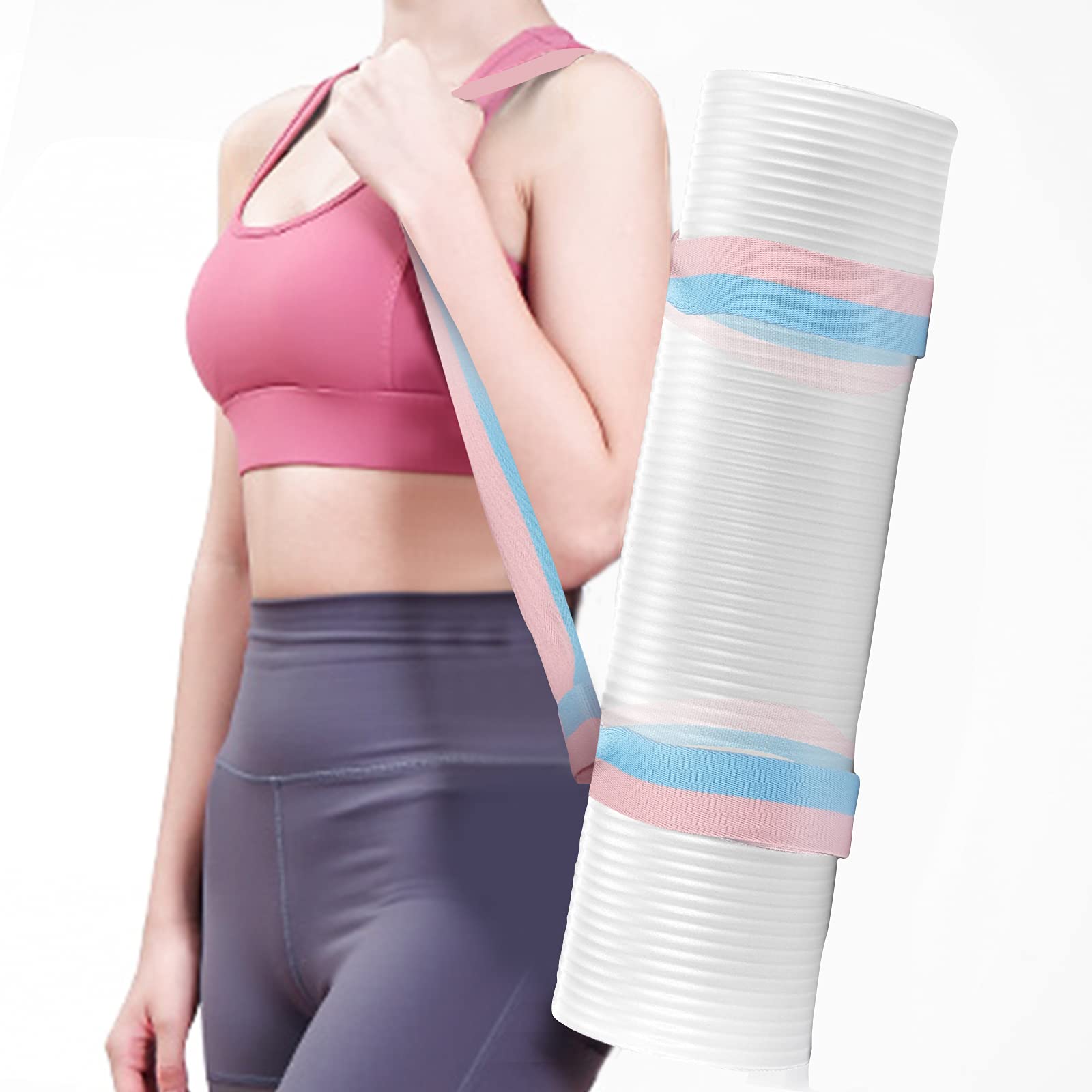 2 Packs Yoga Mat Strap for Carrying, Yoga Mat Carrier, Adjustable Yoga Mat Sling for Yoga Mat Exercise Mat, Extra Thick Durable Comfy Silky Multi-Purpose Strap, Strap Only