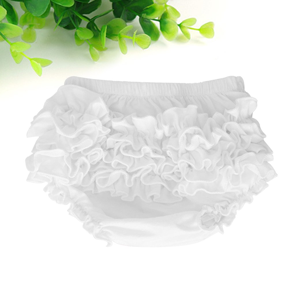 Baby Girl Ruffle Lace Pure Cotton Panties Diaper Cover for Halloween Christmas Party Size L(White)