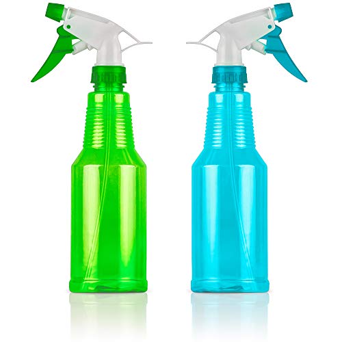DecorRack Empty Spray Bottle 16 oz, BPA Free- Plastic, Professional Sprayer with Adjustable Nozzle for Cleaning Solutions, Kitchen, Hair, Plants, Leak Proof Fine Clear Mist Bottles (2 Pack)