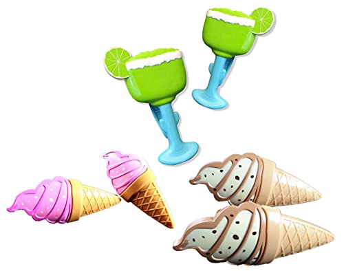 3 Set (6 Ct) Lemon Cup, Pink Ice Cream, White Ice Cream Beach Towel Clips Jumbo Size for Beach Chair, Cruise Beach Patio, Pool Accessories, Household Snacks Clip, Baby Stroller Clips by C&H Solutions