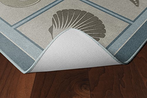 Brumlow Mills Beach and Ocean Area Rug for Living or Bedroom Carpet, Dining or Kitchen Rug, Deck, Patio or Home Decor, 3'4" x 5', Gray/Blue Square Beach Seashells