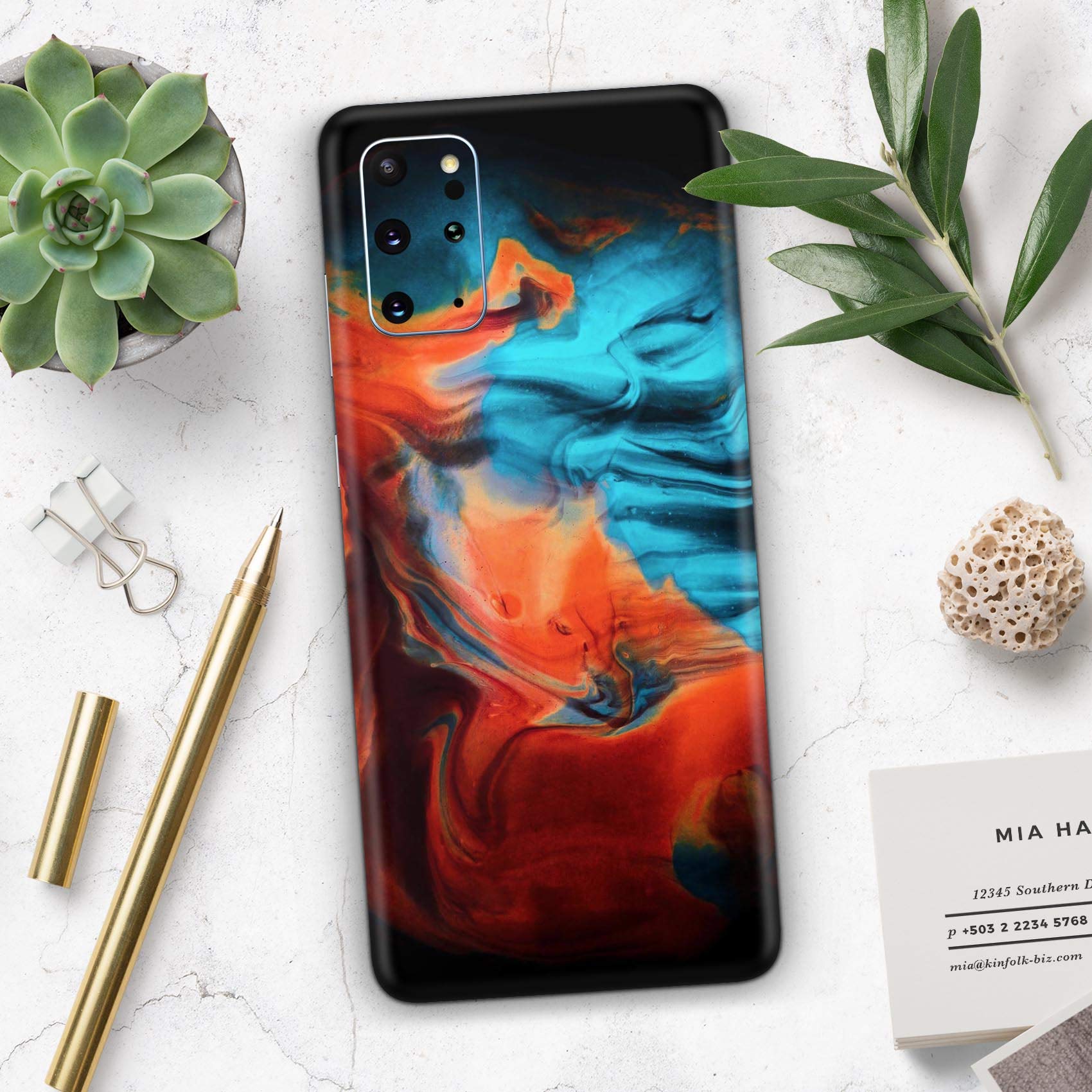 DesignSkinz Liquid Abstract Paint V64 Protective Vinyl Decal Wrap Skin Cover Compatible with The Samsung Galaxy S20 (Screen Trim & Back Glass Skin)