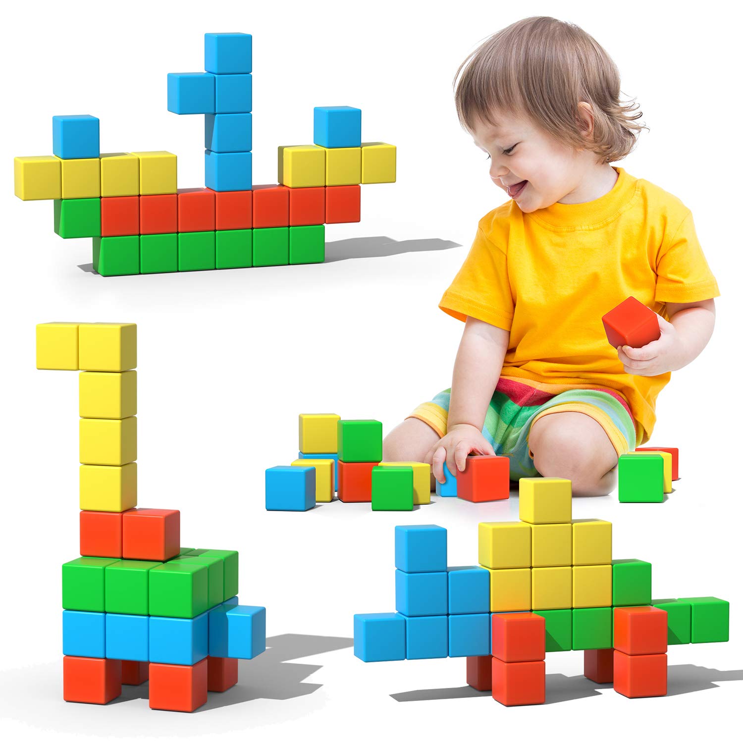 Asago Magnetic Blocks, 1.34 inch Large Magnetic Building Blocks, 3D Magnetic Cubes for Toddlers, Preschool Educational Construction Kit, Sensory Montessori Toys Kids Blocks for Boys Girls Toddlers
