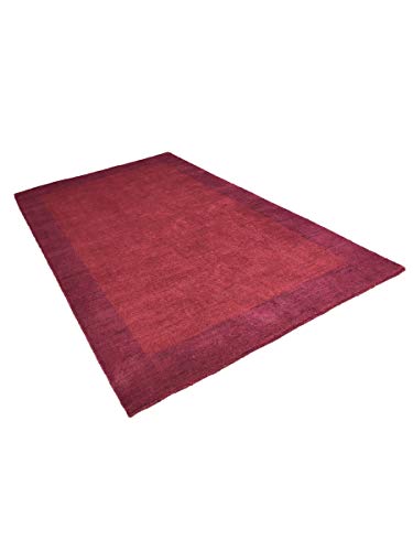 Rugsotic Carpets Hand Knotted Gabbeh Silk and Wool 6'x9' Area Rug Contemporary Red LSM201
