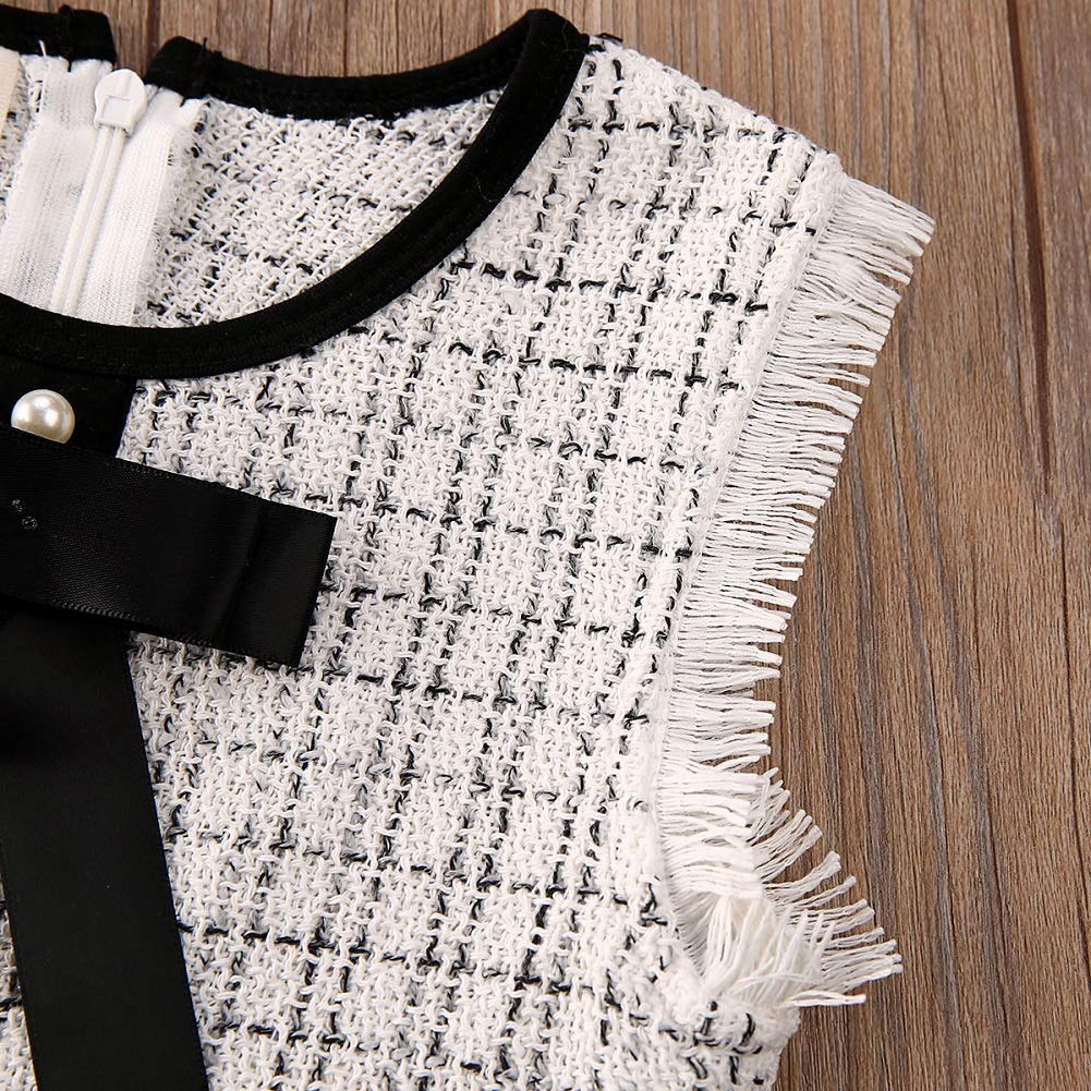 LXXIASHI Toddler Baby Girl Long sleeve Turtleneck T-shirts + Elegant Plaids Dress Coat Formal Party Outfits (Black Turtleneck + Plaid Dress Coat, 4-5 Years)