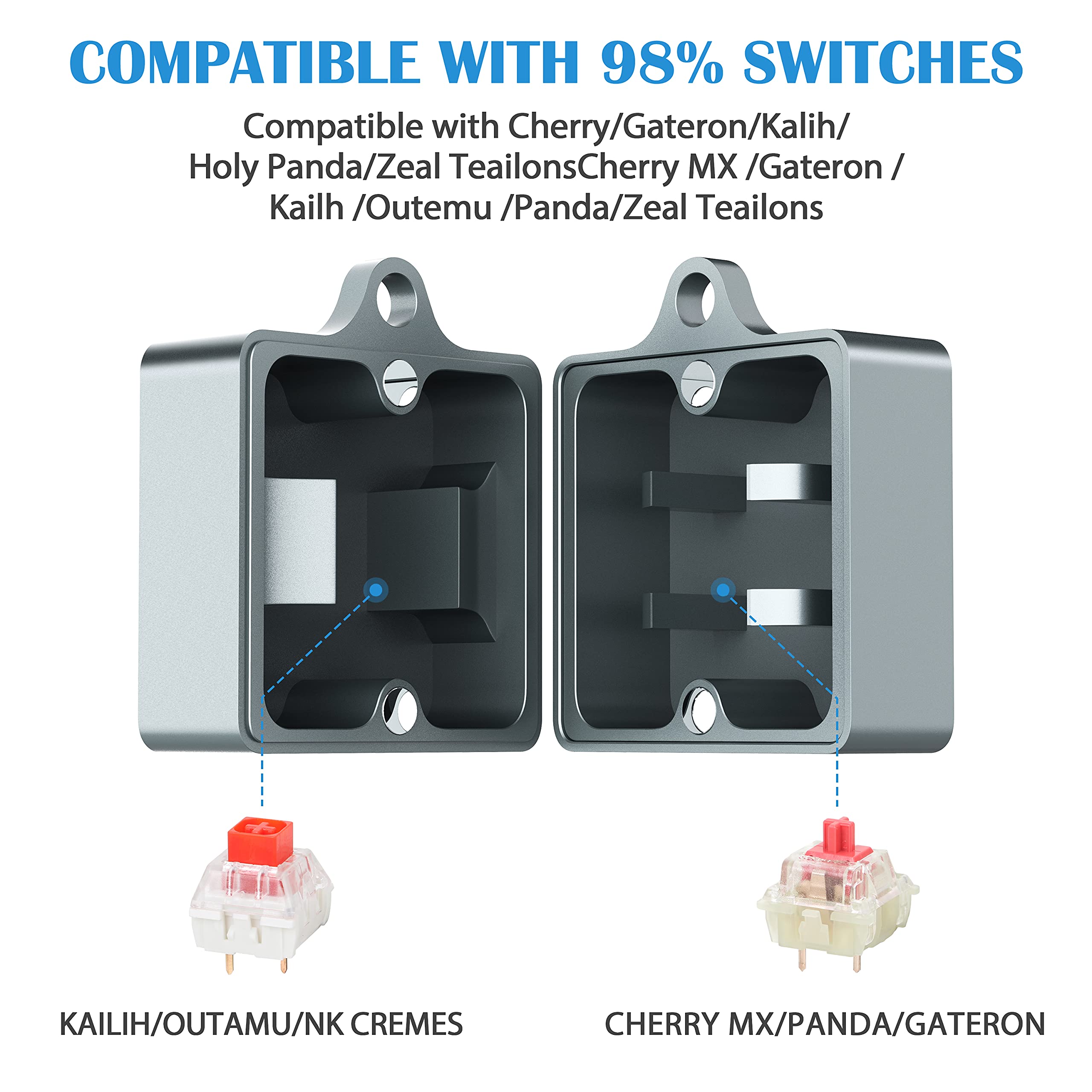 HONKID Switch Opener Aluminum Keyboard Switch Opener for Cherry MX Gateron Kailh Box Outemu Akko and Panda Mechanical Switches with Metal Magnet (Grey)