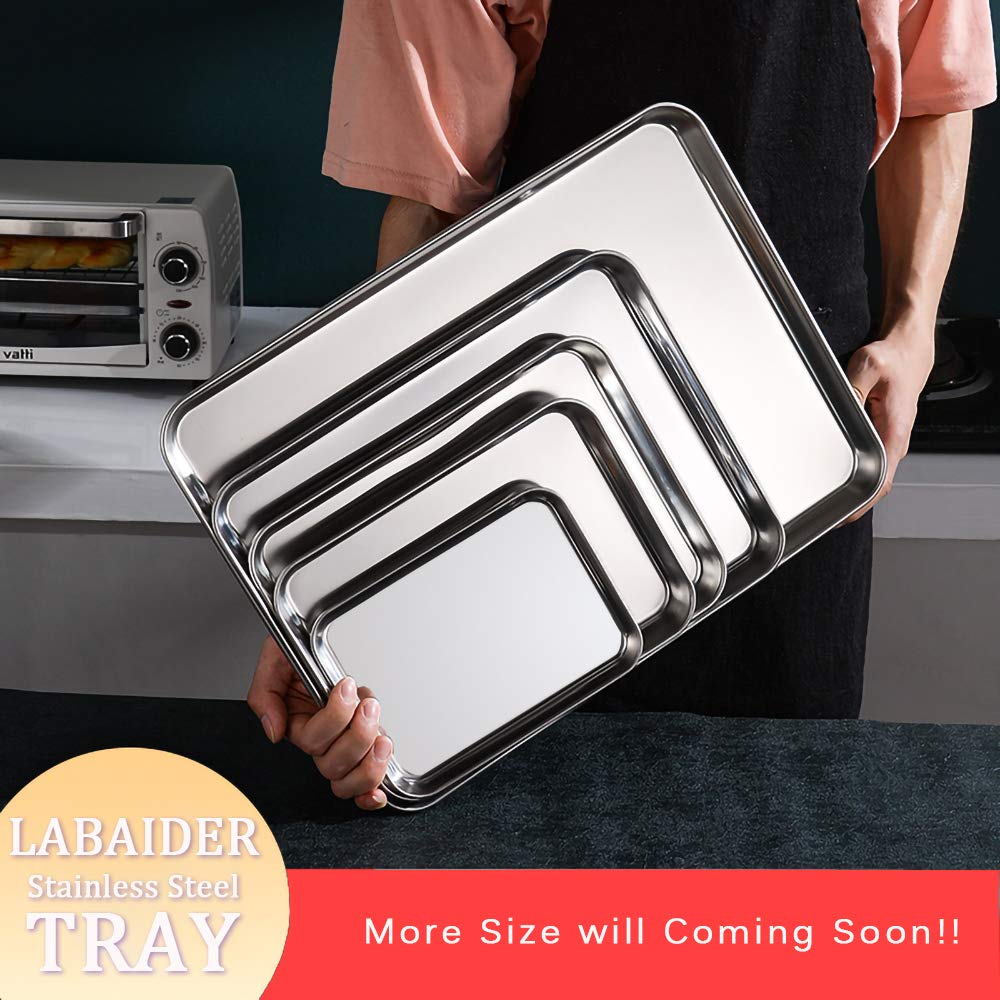 3 Pack Professional Medical Surgical Stainless Steel Dental Procedure Tray Thickening Lab Instrument Tools Trays -Flat Type (8.6" * 6.0" * 0.8", 3)